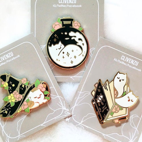 Witchy Moon Buns Glow in the Dark Enamel Pins - Etsy