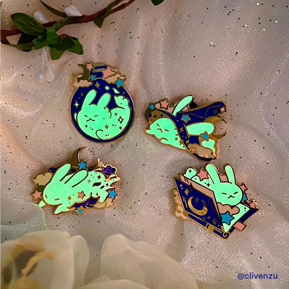 Witchy Moon Buns Glow in the Dark Enamel Pins - Etsy