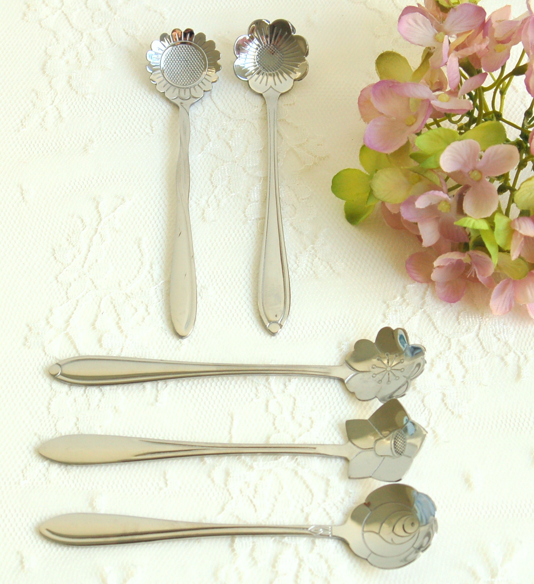 Cute Small Tea/ Coffee Spoons Set of 5. Silver Color Small Spoons ...