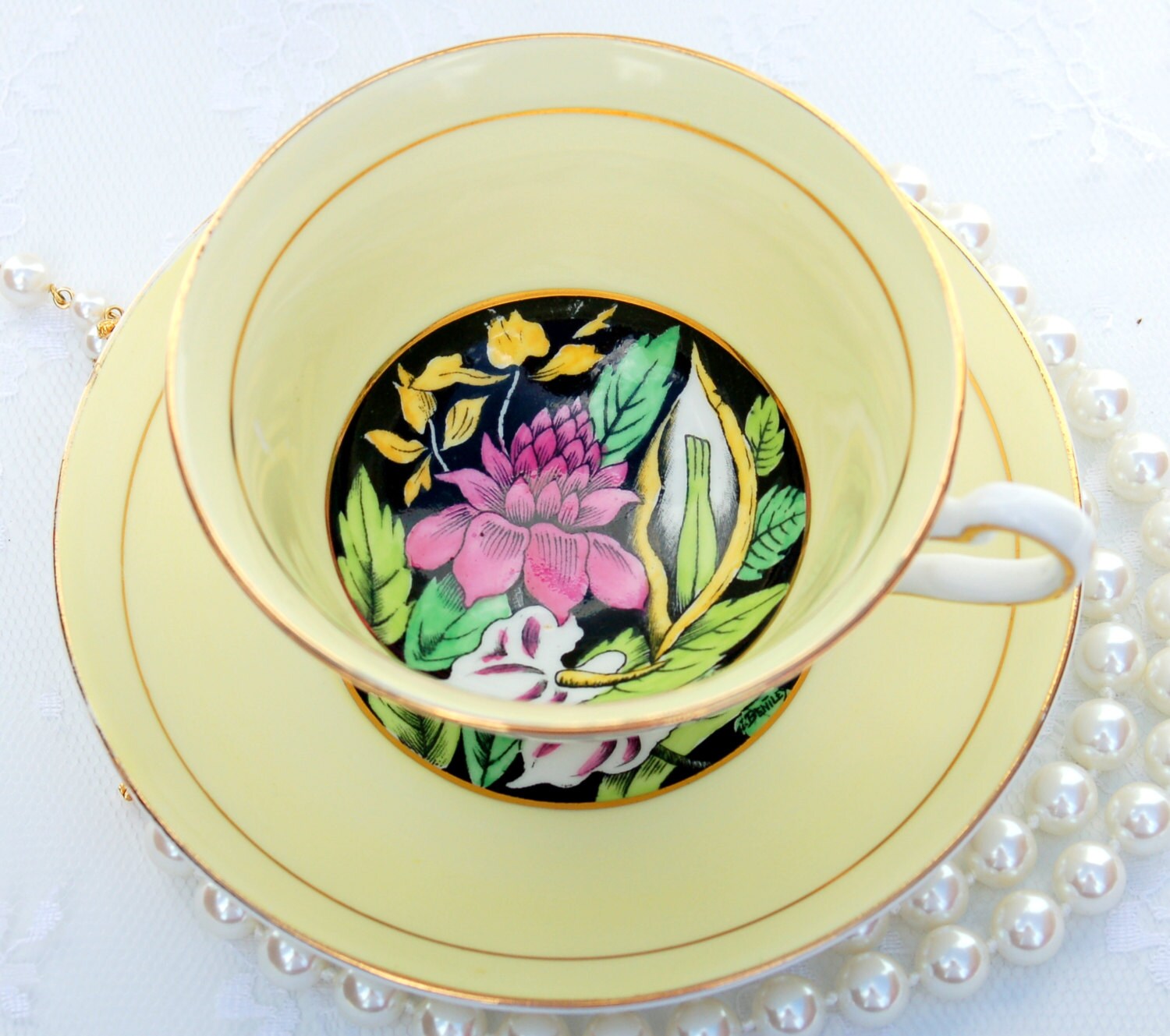 Antique English Tea Cup And Saucer Fine Bone China Tea Set Yellow antique-english-tea-cup-and-saucer-fine-bone-china-tea-set-yellow