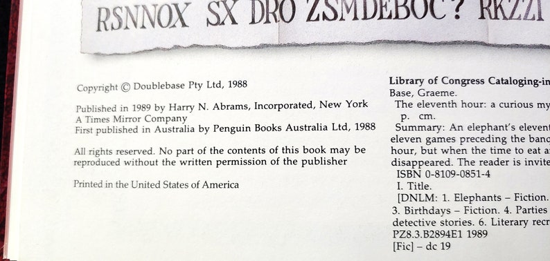 The ELEVENTH HOUR Curious Mystery (1989) by Graeme Base - Vintage ...