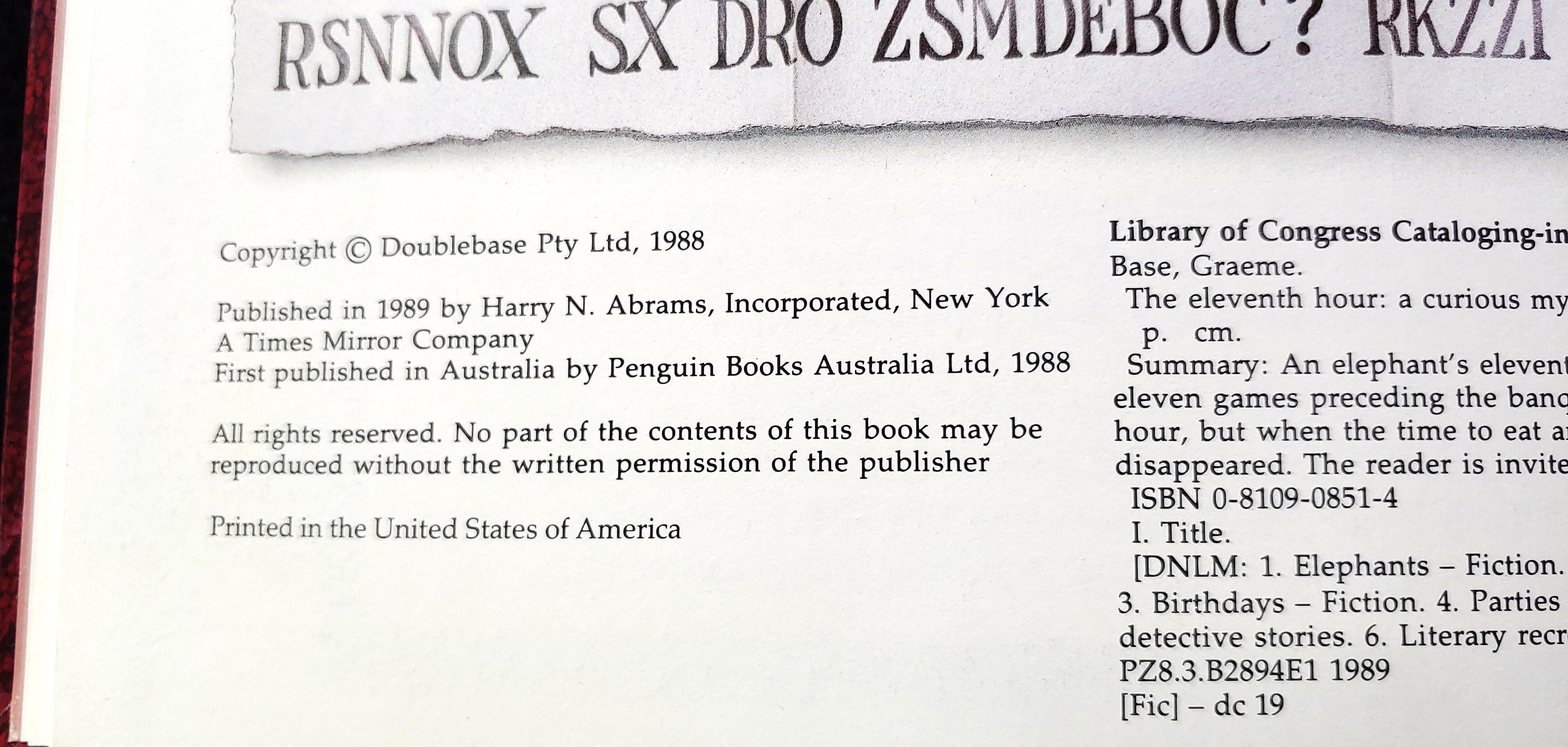 The ELEVENTH HOUR Curious Mystery (1989) by Graeme Base - Vintage ...