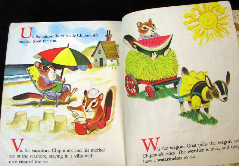 CHIPMUNK'S ABC 1963 by Richard Scarry Vintage Little Golden Book Very ...