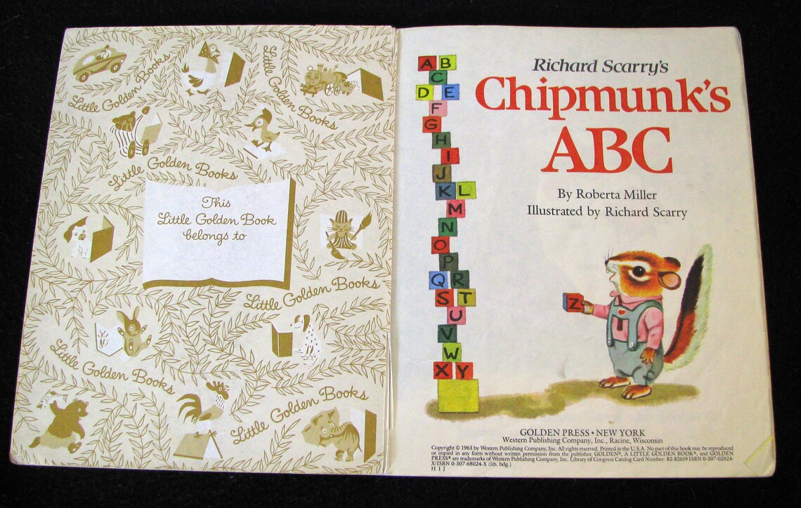 CHIPMUNK'S ABC 1963 by Richard Scarry Vintage Little | Etsy