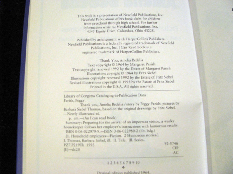 Thank You, AMELIA BEDELIA (1993) by Peggy Parish - Vintage Children's ...