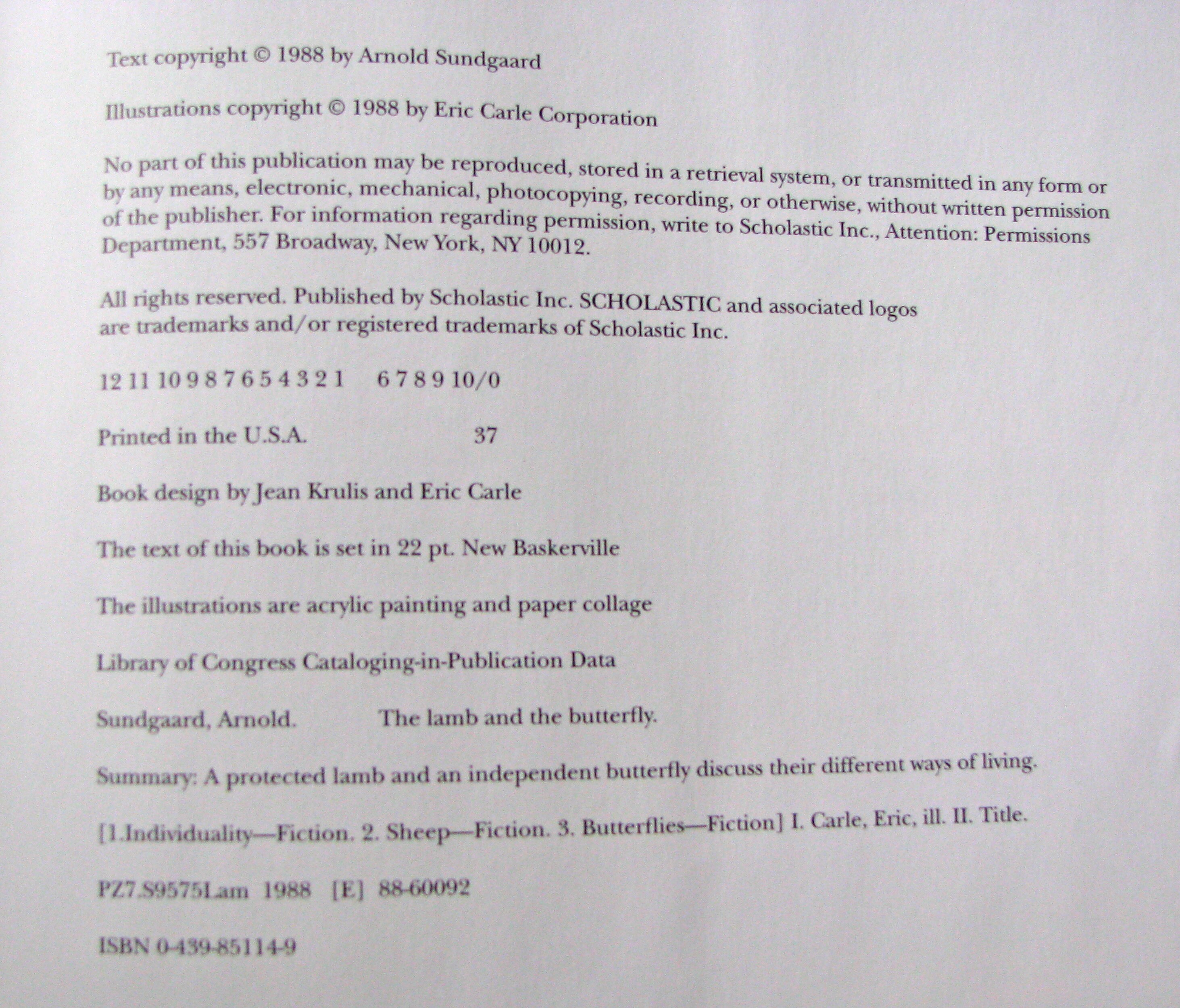 The LAMB and the BUTTERFLY (1988) by Arnold Sundgaard - Like NEW ...