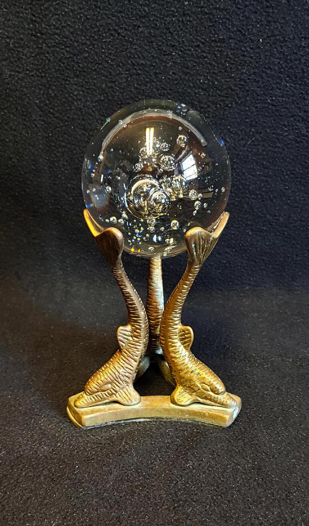 Vintage 1980's BRASS DOLPHIN Stand Features Three Brass Dolphins ...