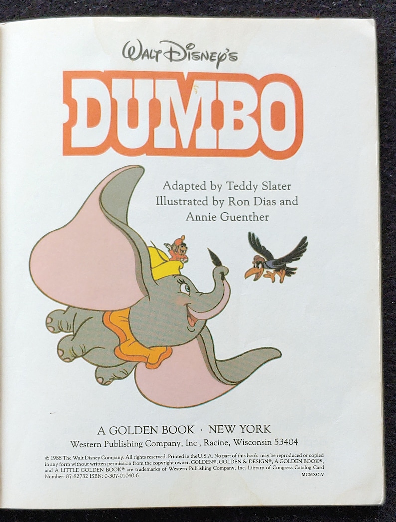 DUMBO 1988 Walt Disney Classic Vintage Little Golden Book - Etsy
