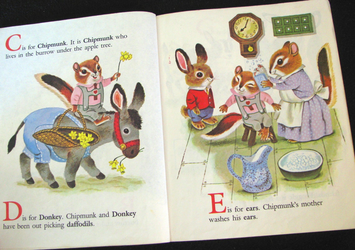CHIPMUNK'S ABC 1963 by Richard Scarry Vintage Little Golden Book Very ...