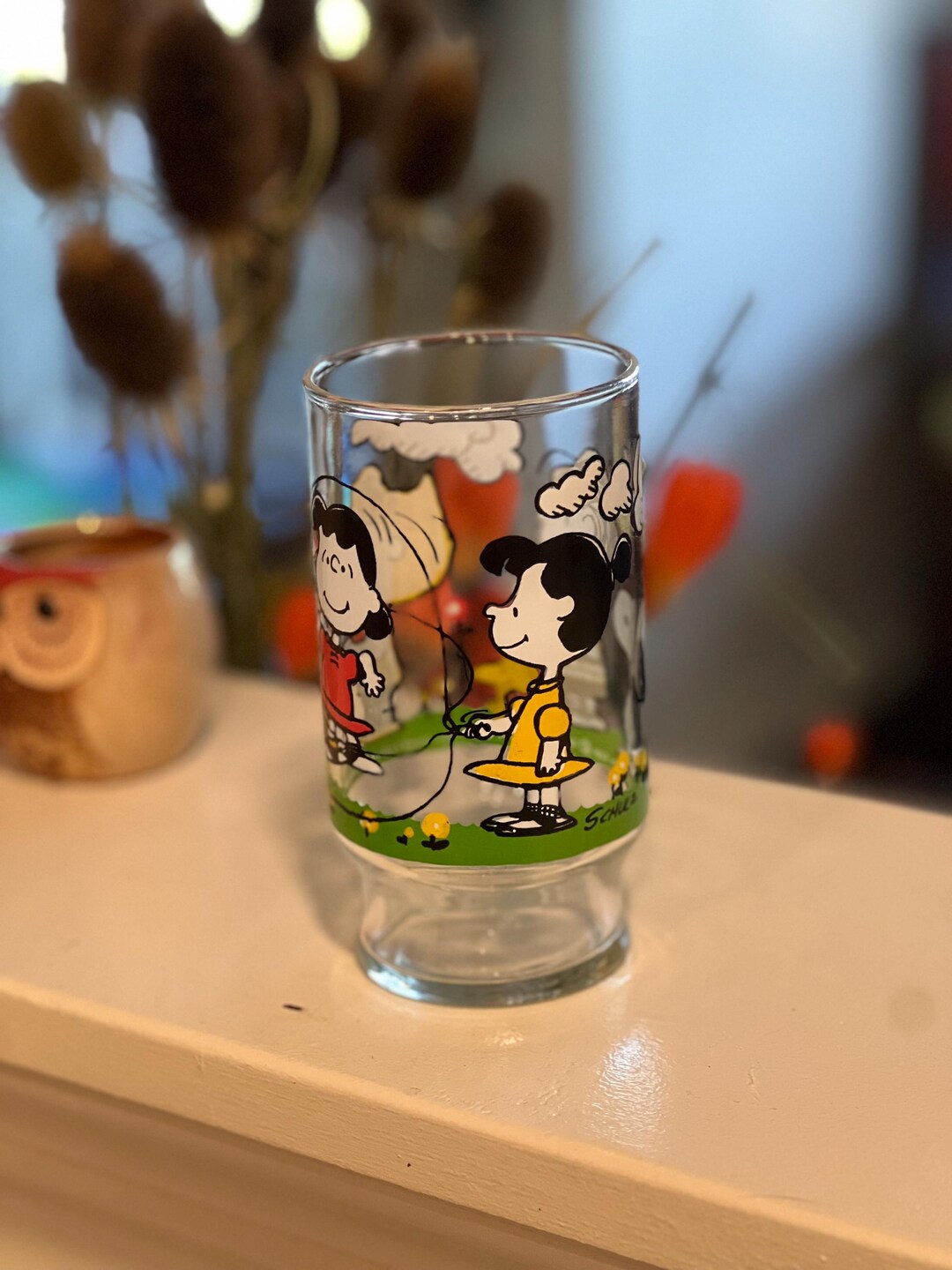 Vintage Peanuts Snoopy Glass, Peanuts Gang Jumping Rope, Collectible ...