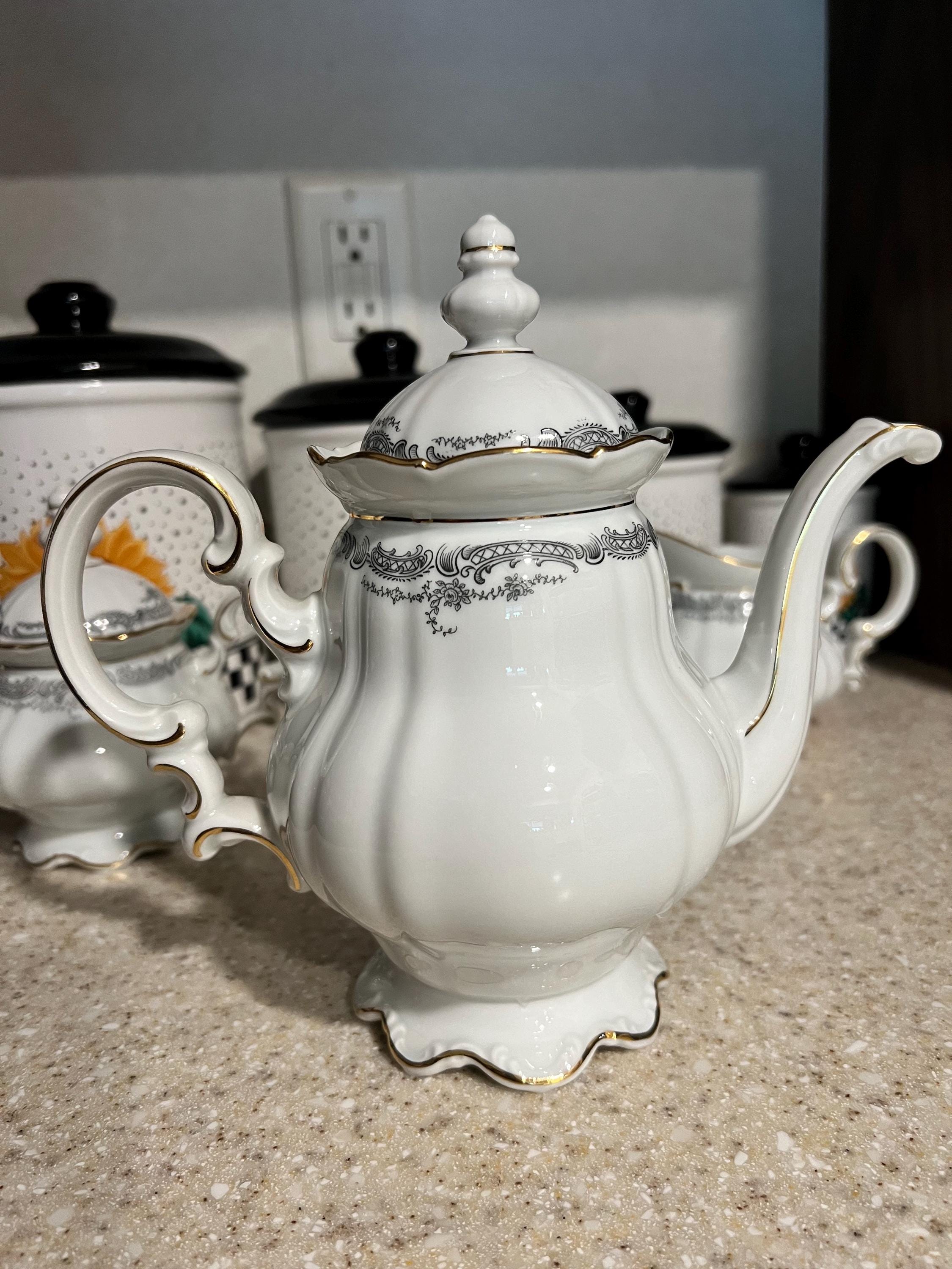 Hutschenreuther Sylvia Tea Coffee Set Cream & Sugar Gold Trim 6255 Rare Vintage - Etsy