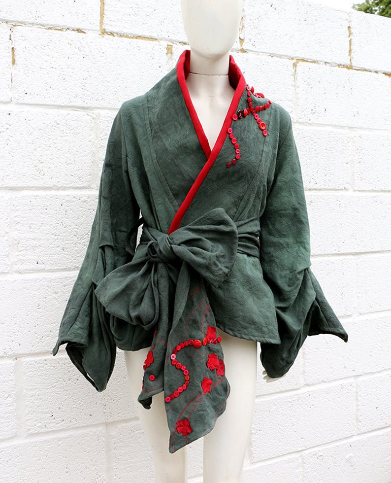 Japanese Kimono Style Jacket --- Special Edition --- Red Inside Collar ...