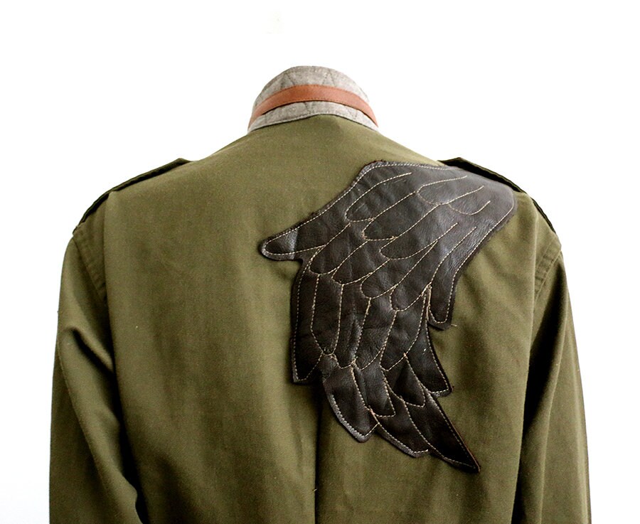Custom Austrian Military Coat, Leather Belted Stand Collar, Wing Patch ...