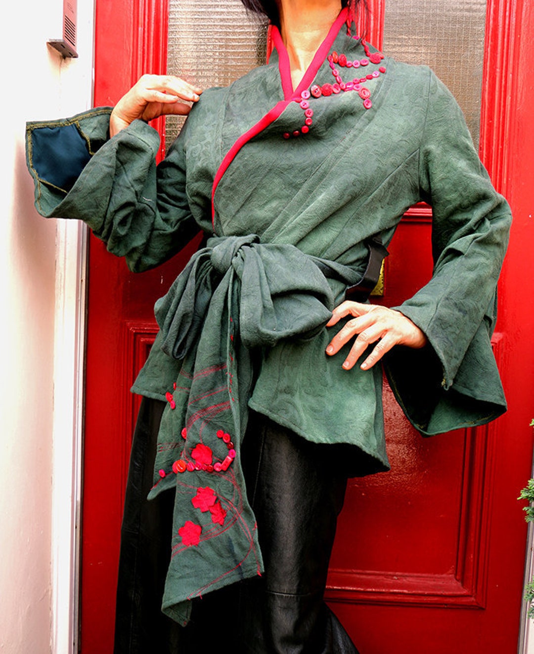Japanese Kimono Style Jacket --- Special Edition --- Red Inside Collar ...