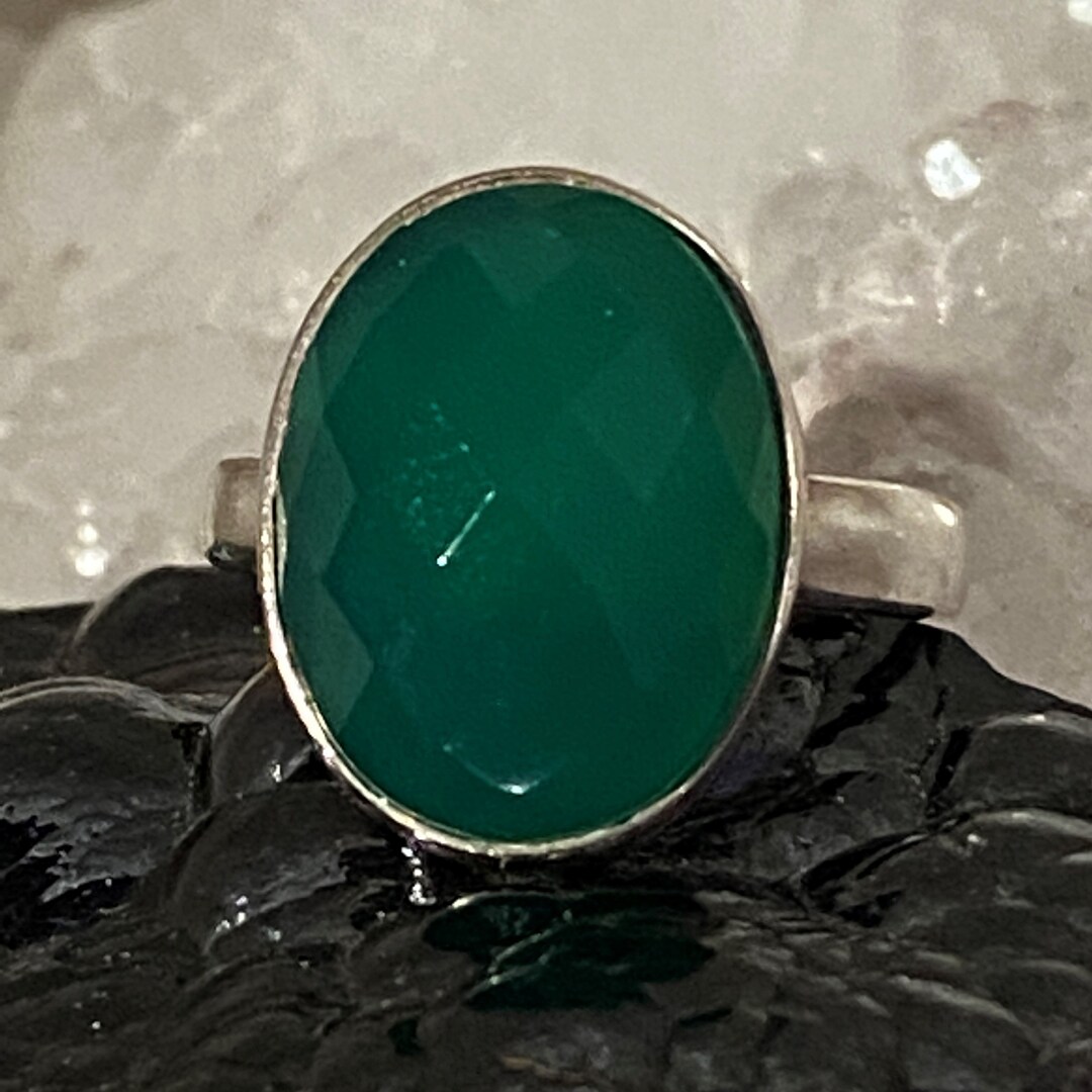 Anneau Onyx vert en argent sterling anneau vert Agate - Etsy France