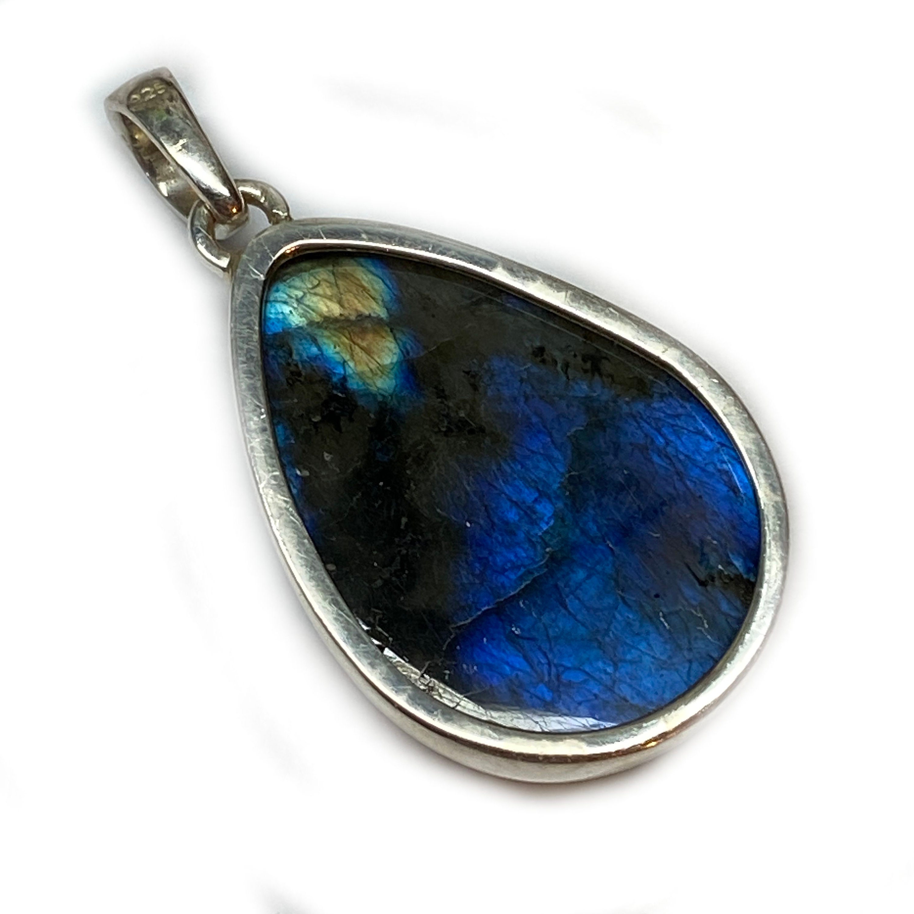 Labradorite Pendant With Blue Flash in 925 Sterling Silver - Etsy UK