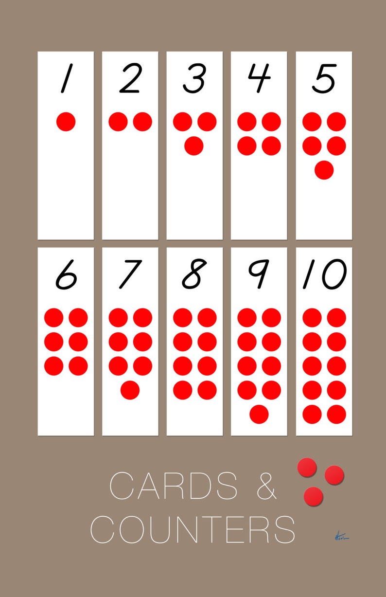 Montessori Cards & Counters Art 8x10 or 11x17 Montessori - Etsy