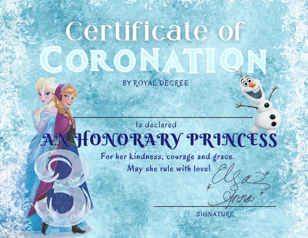 Frozen Birthday Certificate - Etsy