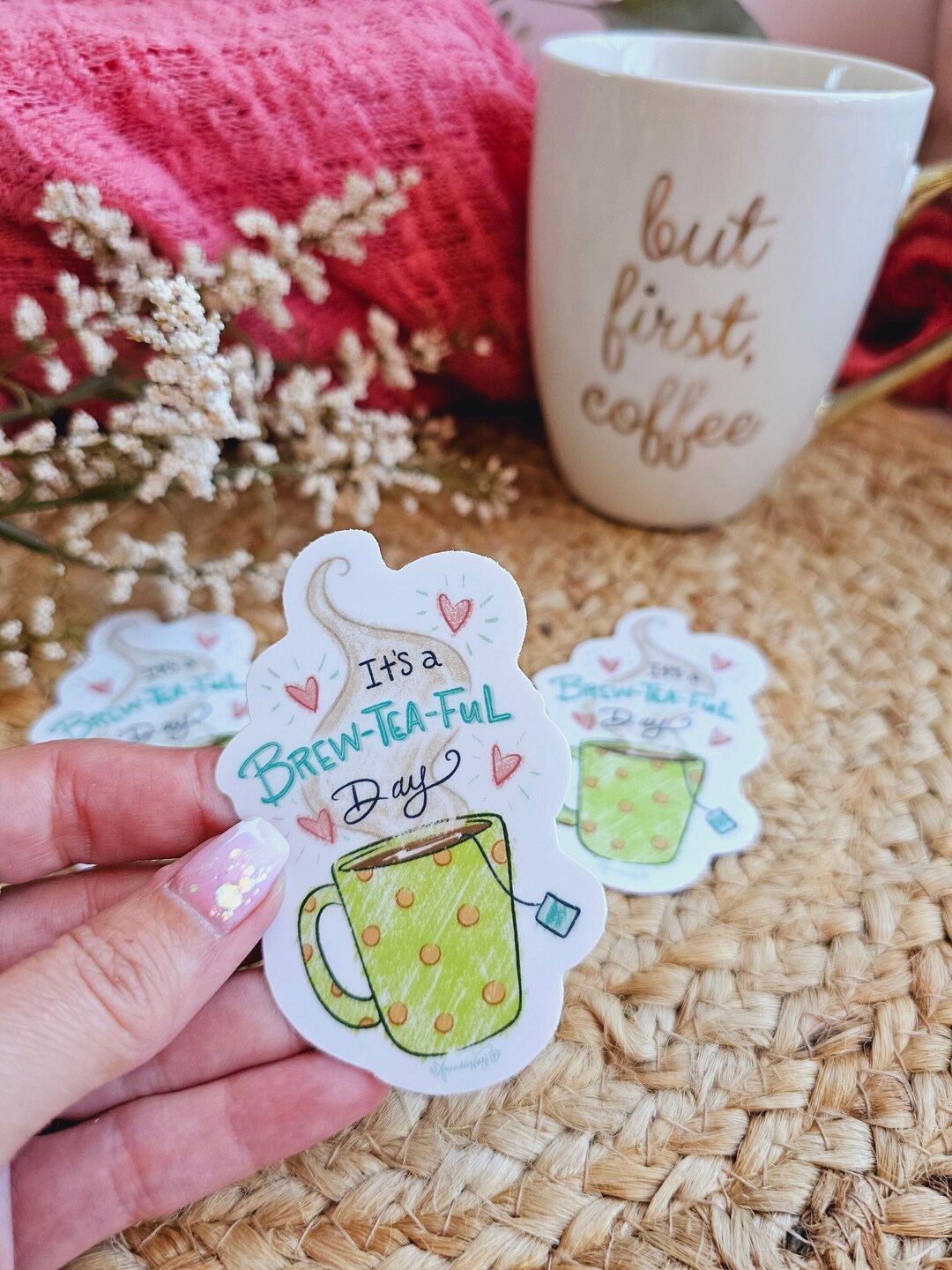 Coffee or Tea Sticker It's a Brew-tiful or Brew-tea-ful - Etsy