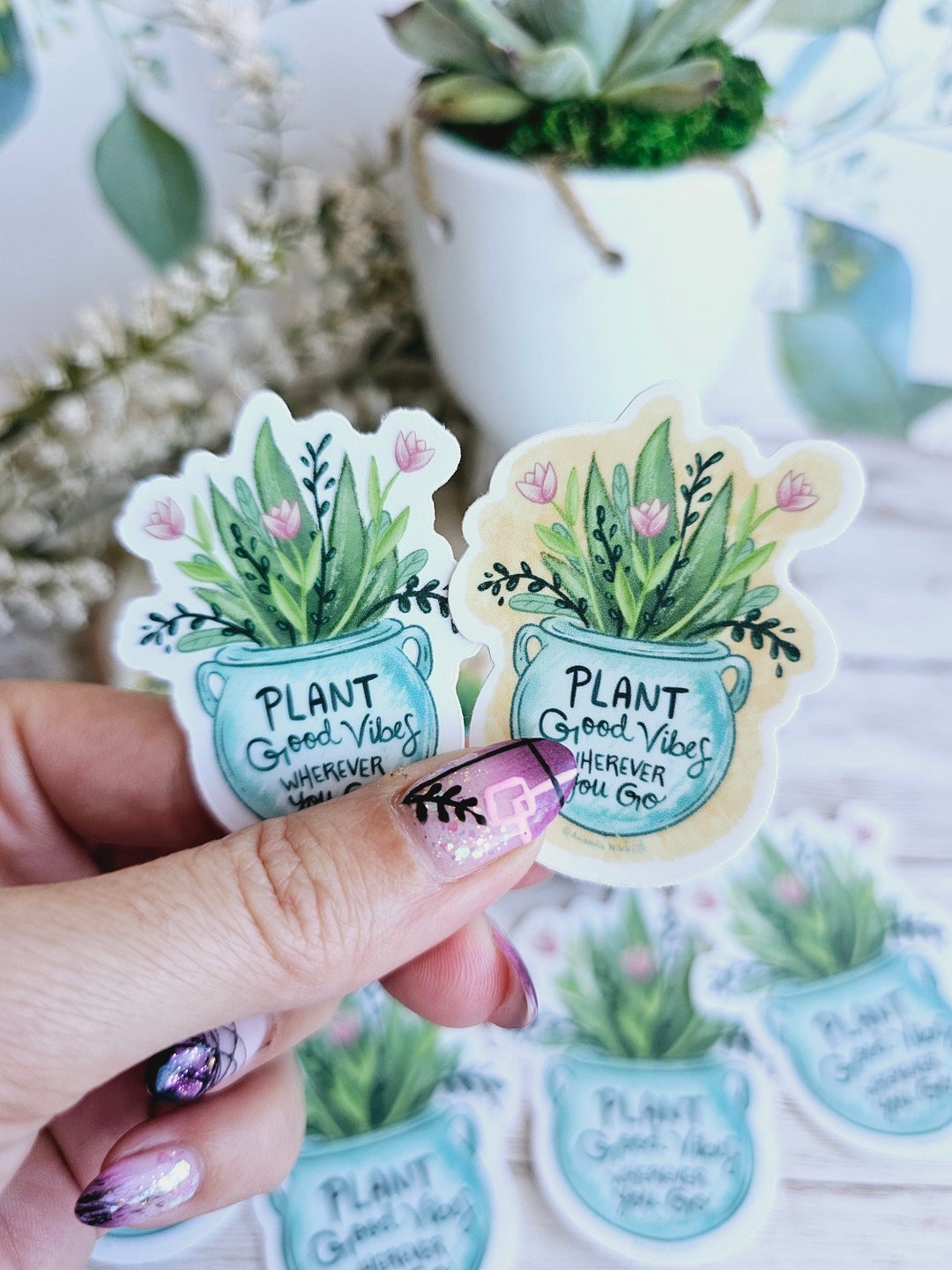Plant Good Vibes Sticker/plant Lover Sticker/botanical Sticker/plant ...