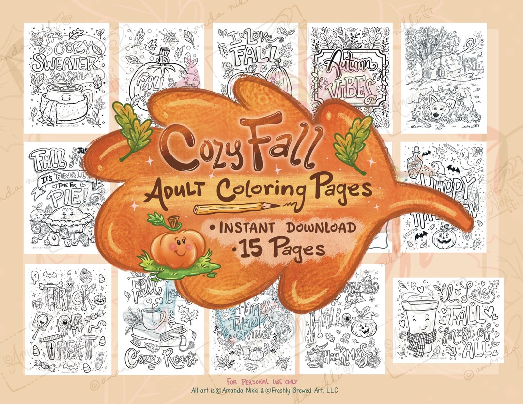 Fall Adult Coloring Pages/digital Download/15 Fall Coloring Pages ...