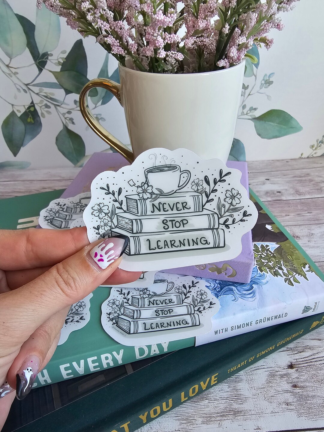 Never Stop Learning Sticker/vinyl Sticker/bookish/bookstagram ...