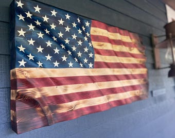 Wavy Wooden American Flag - Etsy