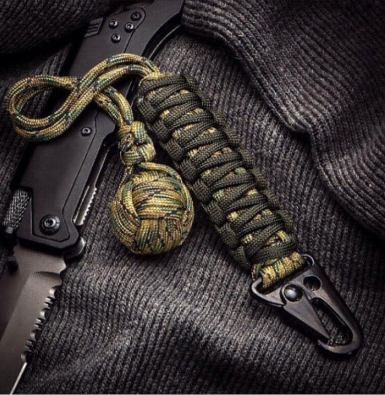 1” Monkey Fist Paracord Keychain Steel Ball Bearing Multicamo and OD ...