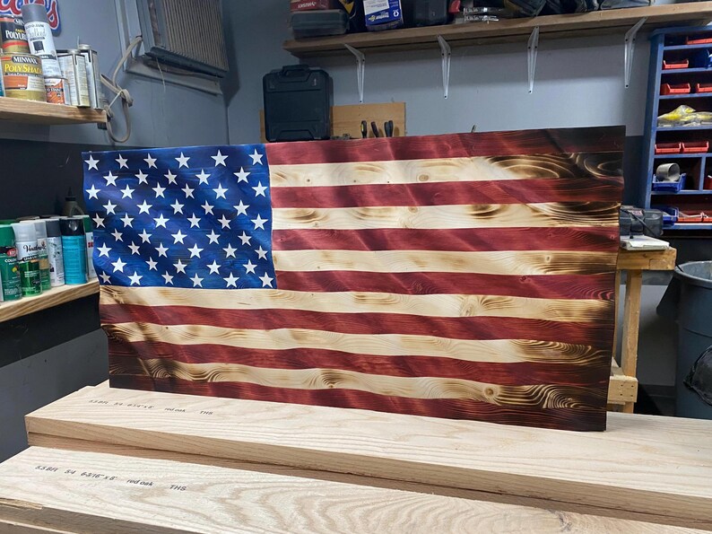 Rustic Wavy Wooden American Flag - Etsy Canada