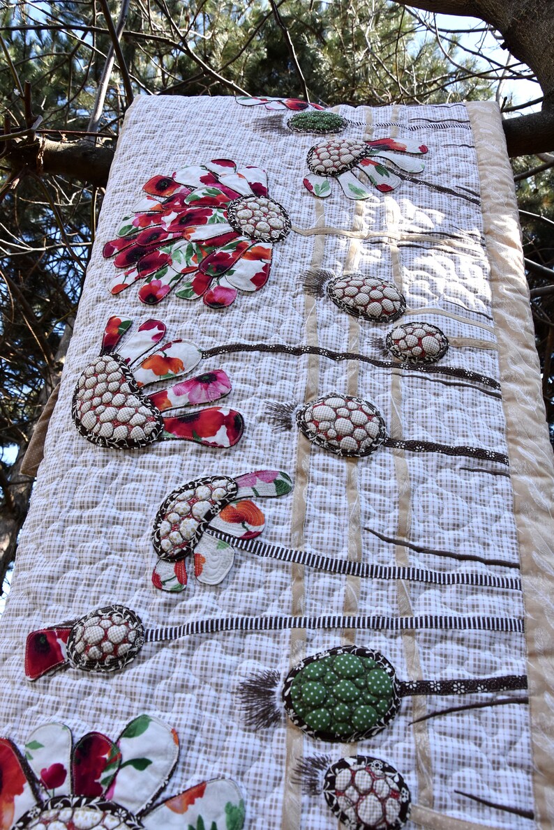 King Size Quilt Sofa Quilts With Flower Applique Kajura Design - Etsy
