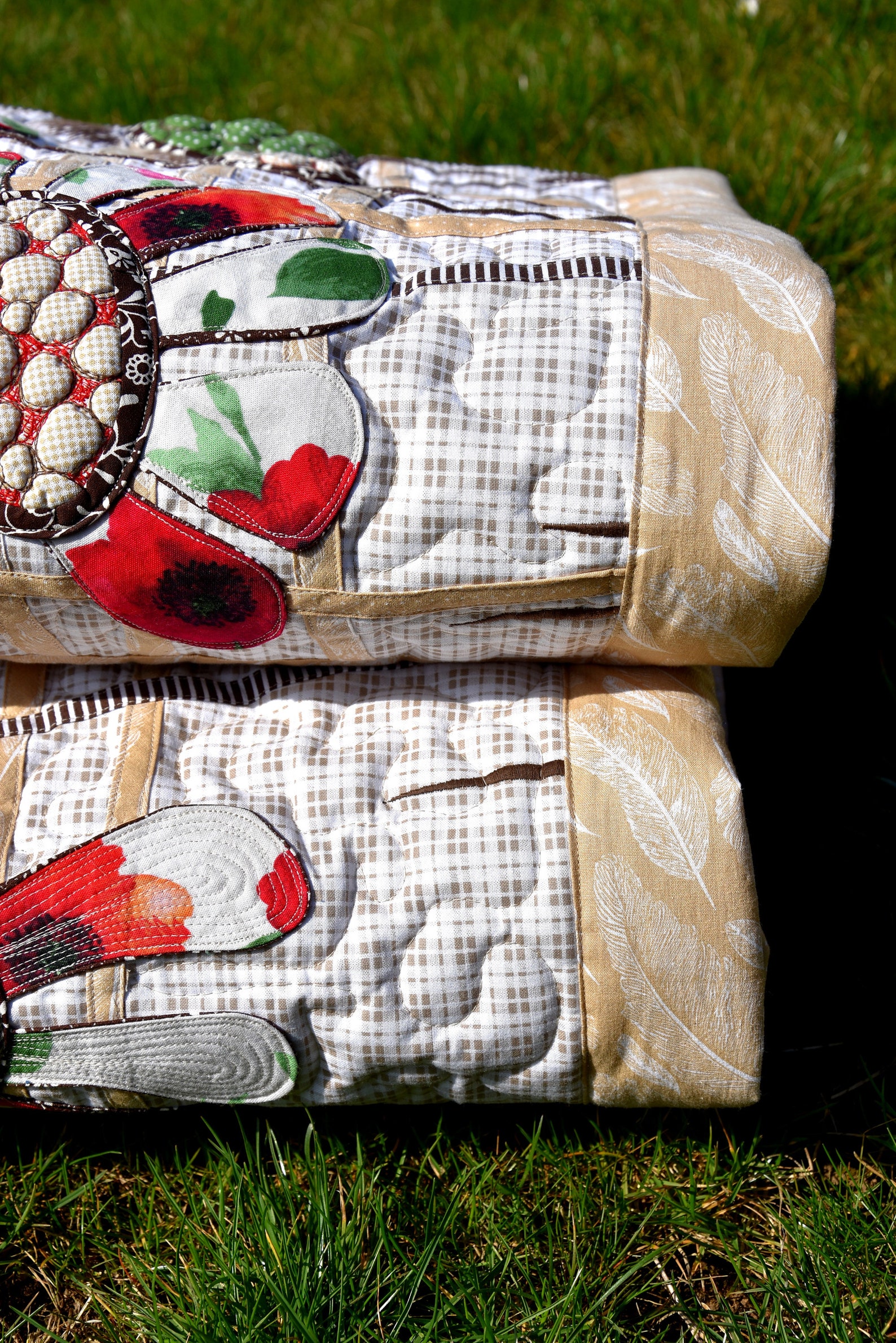 King Size Quilt Sofa Quilts With Flower Applique Kajura Design - Etsy