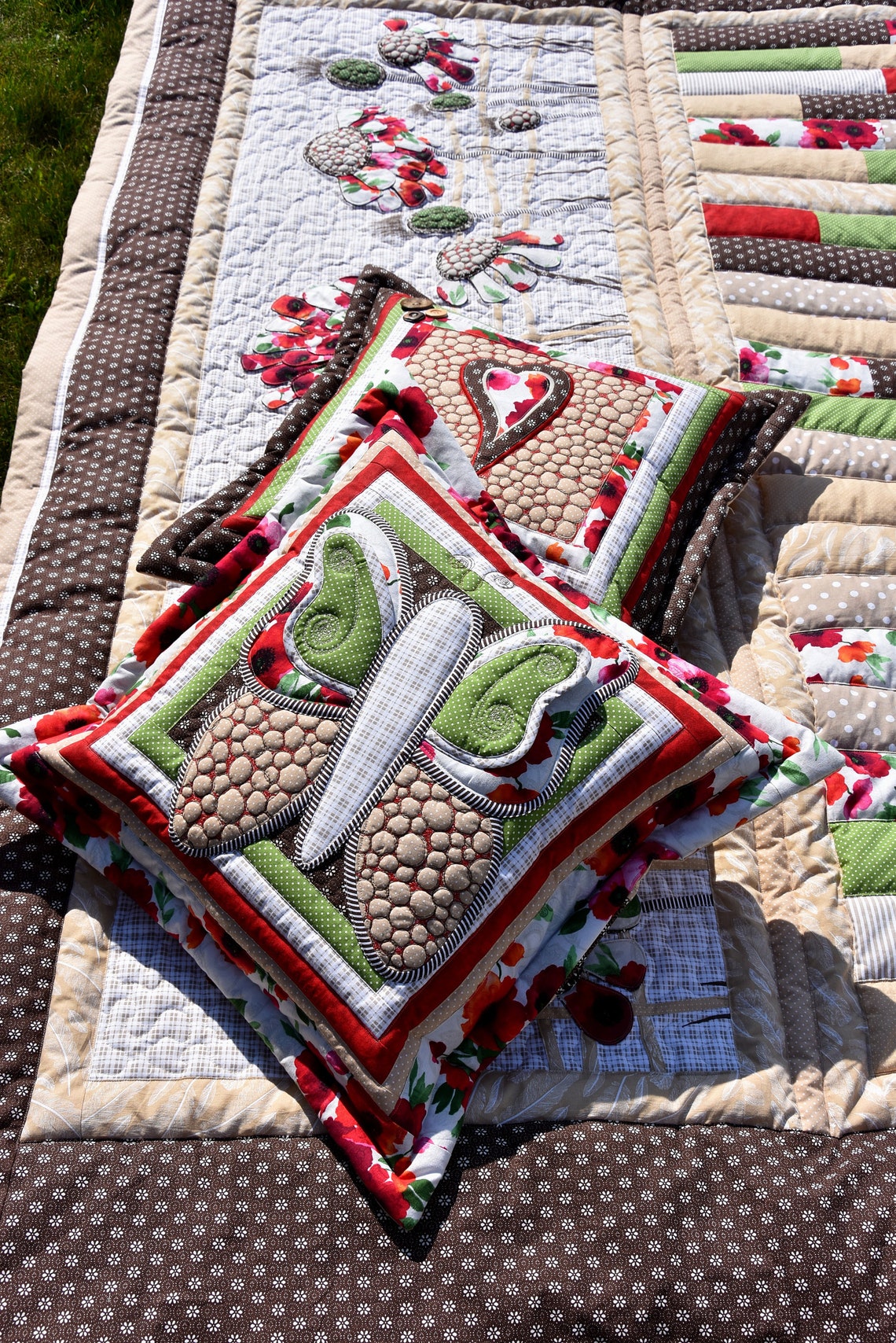 King Size Quilt Sofa Quilts With Flower Applique Kajura Design - Etsy