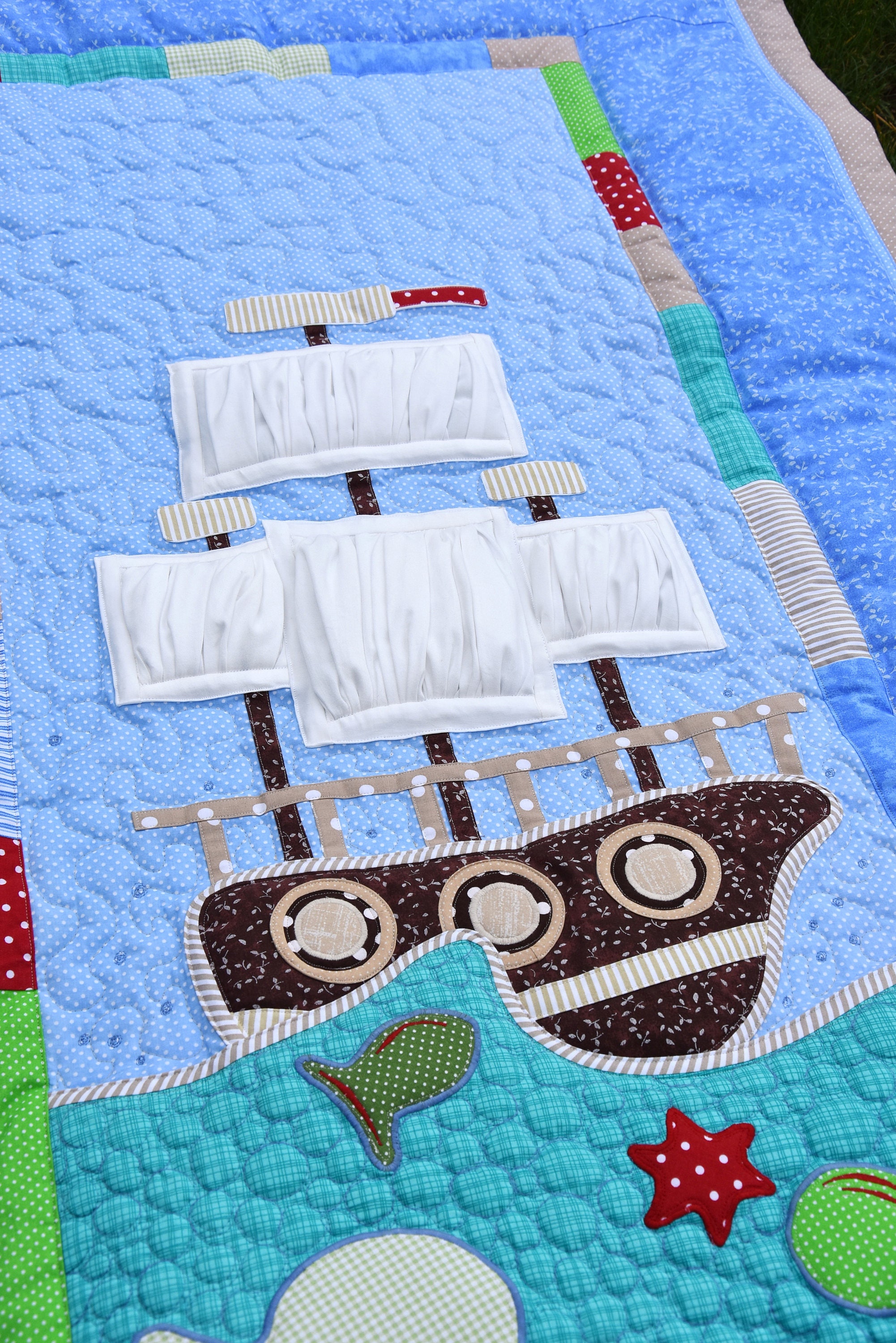 Pirate Quilt, Corsair Quilt,boy Quilt, Pirates, Ship Quilt, Blue Boy ...