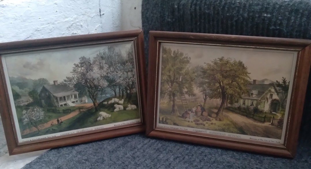 Two Currier & Ives Lithograph Prints American Homestead Spring - Etsy