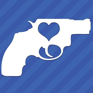 Gun With Heart Vinyl Decal Sticker - Etsy