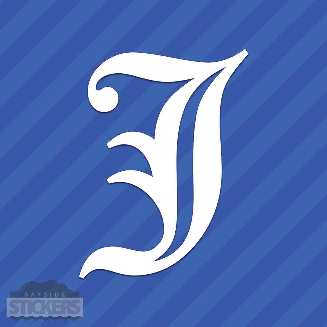 Old English Letter J Initial Vinyl Decal Sticker Diploma Font - Etsy