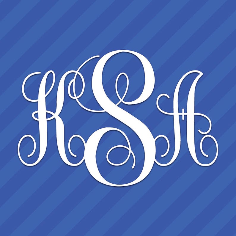 Vine Interlocking Monogram Letters Initials Vinyl Decal Sticker - Etsy