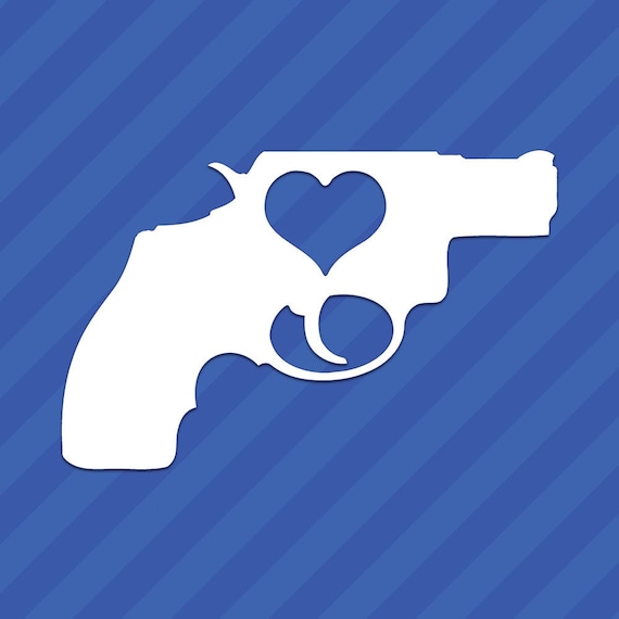 Gun With Heart Vinyl Decal Sticker | Etsy
