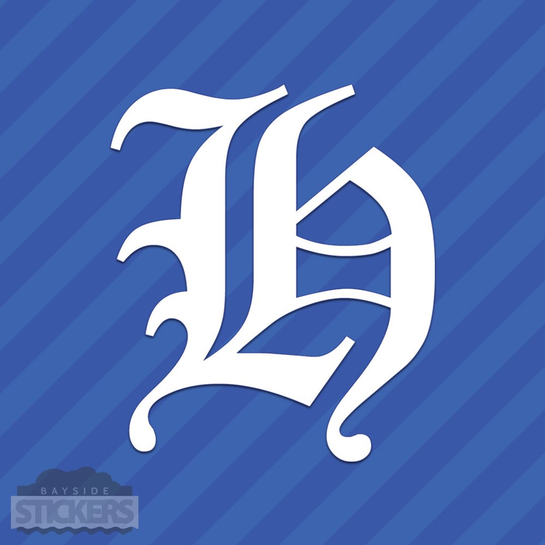 Old English Letter H Initial Vinyl Decal Sticker Diploma Font - Etsy