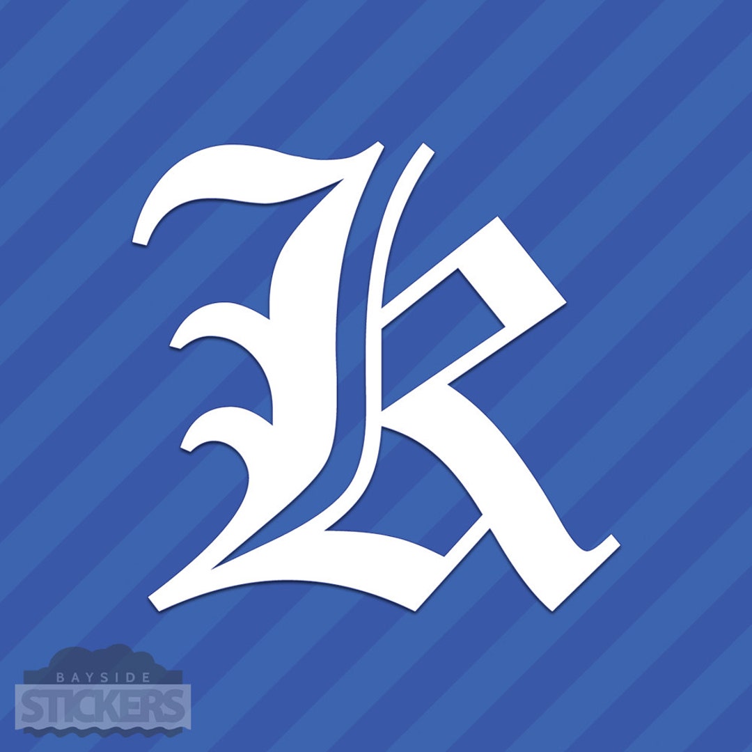 Old English Letter K Initial Vinyl Decal Sticker Diploma Font - Etsy