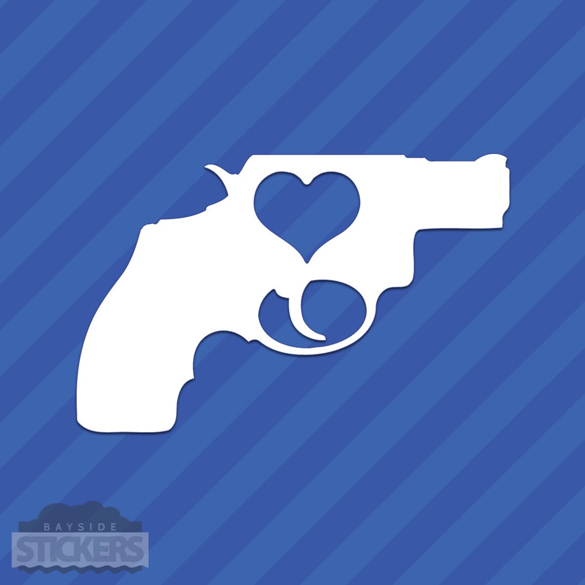 Gun With Heart Vinyl Decal Sticker | Etsy