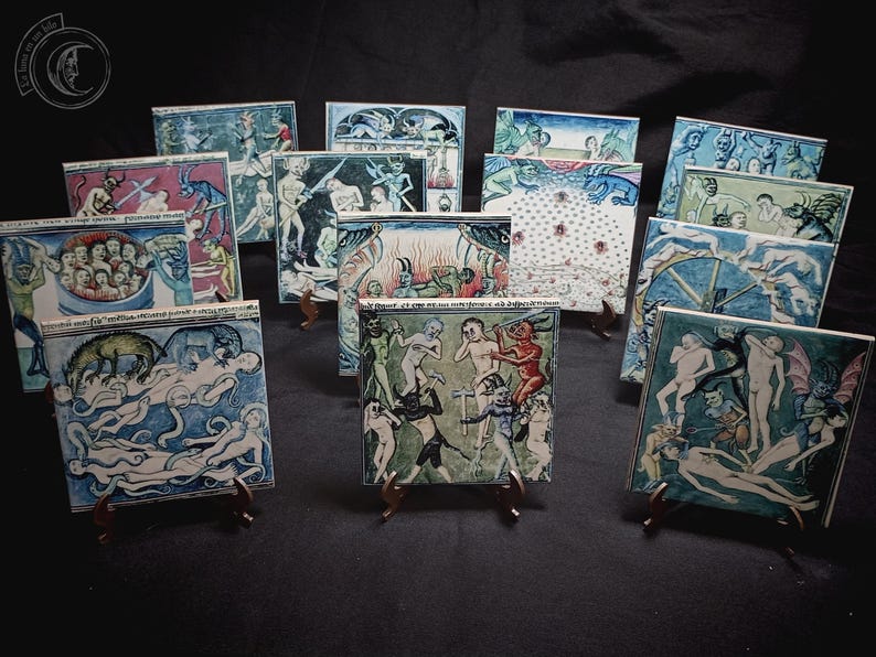 Medieval Demons FULL SET - 14x Ceramic Tile Decor - Hell, Art, Satanic ...