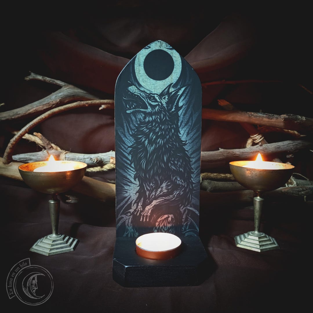 Werewolf - Wall Candle Holder, Lycanthrope Candle Stand, Moon, Ritual ...