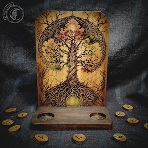 Yggdrasil - Ritual Altar, Wooden Candle Holder, Gift, Norse Decor ...