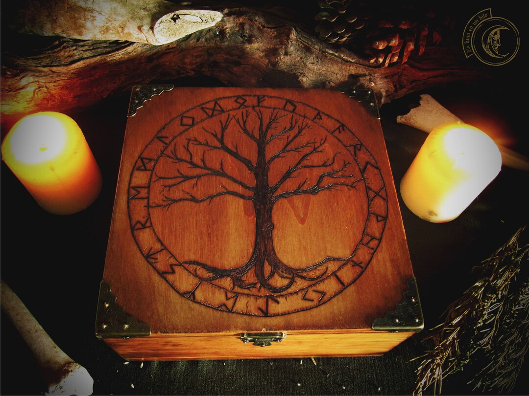 Wood Burned Chest Runic Yggdrasil - Etsy