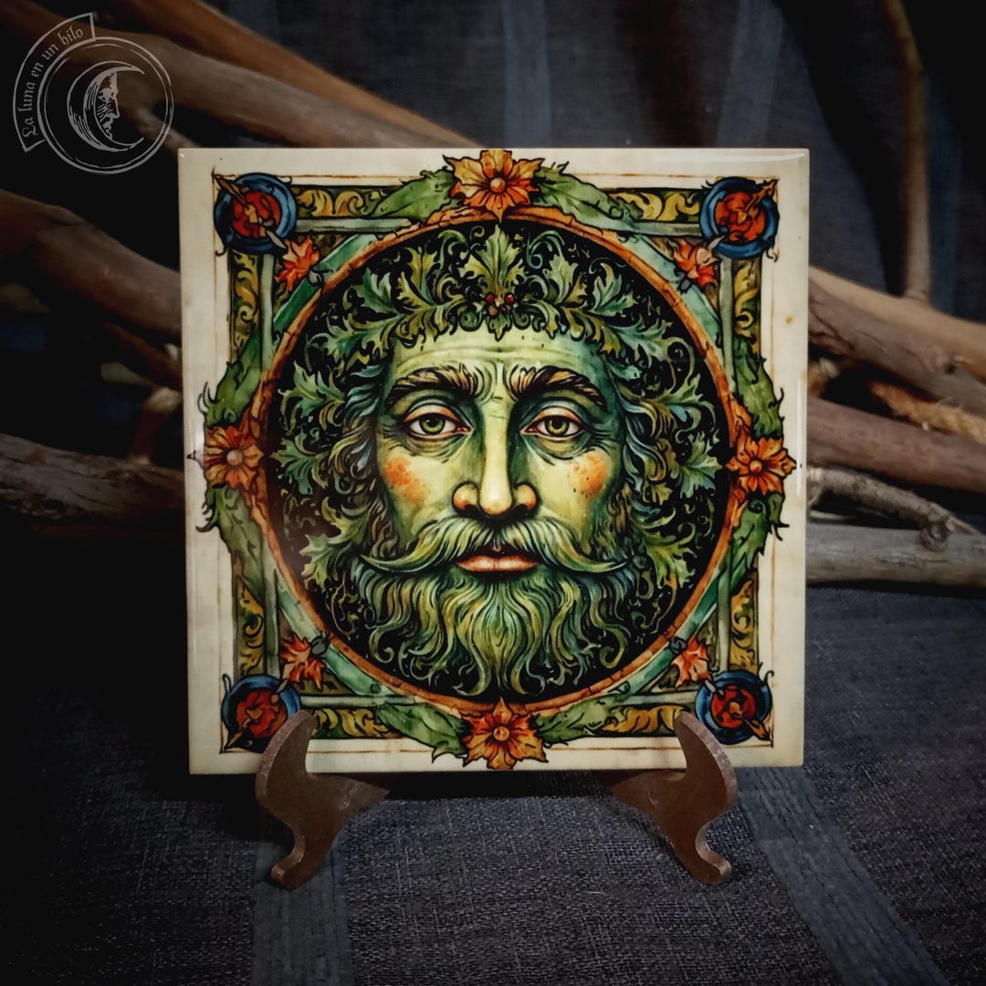 Ceramic Tile Decor - Green Man - Pagan Decor, Celtic Art, Forest Spirit ...