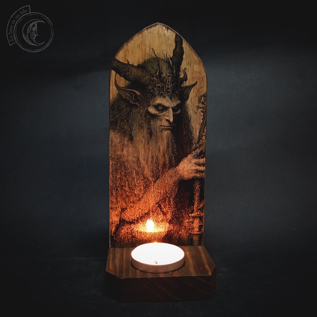 Lucifer Portrait - Wall Candle Holder, Medieval Decor Gift, Rustic ...
