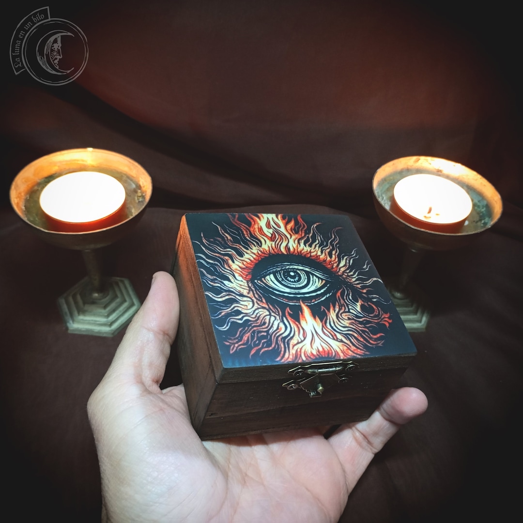 Small Wooden Box - Witch Eye - Jewelry Box, Ring Storage, Occult Decor ...