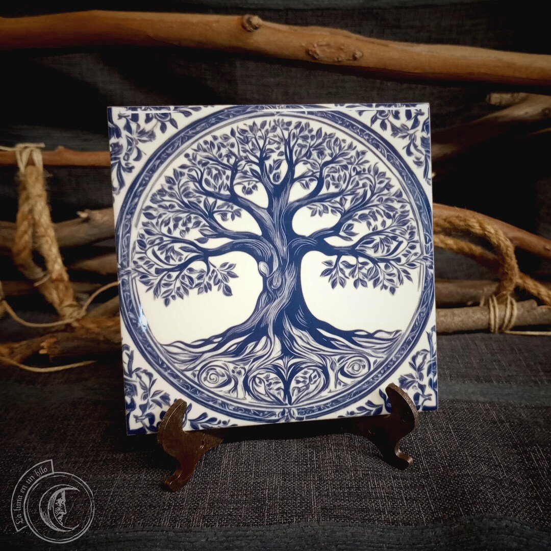 Ceramic Tile Decor - Tree of Life II - Folk Decor, Symbolic Art, Boho ...