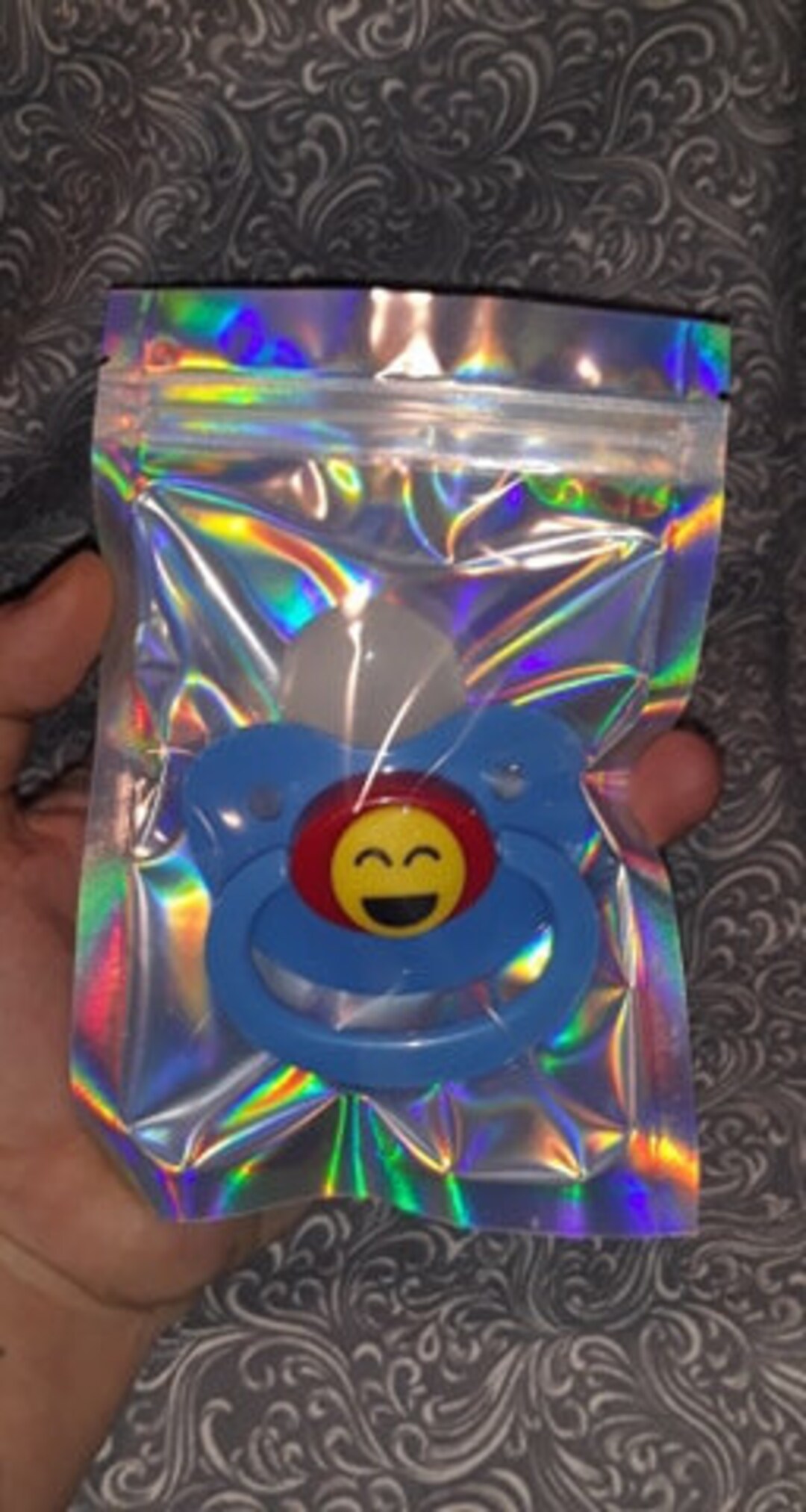 NEW MATURE Adult Sized Pacifier Light Blue With Happy Emoji - Etsy
